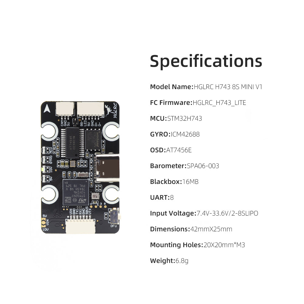 HGLRC H743 8S MINI V1 FC 60A 4IN1 6S BLS MINI ESC – HGLRC Company