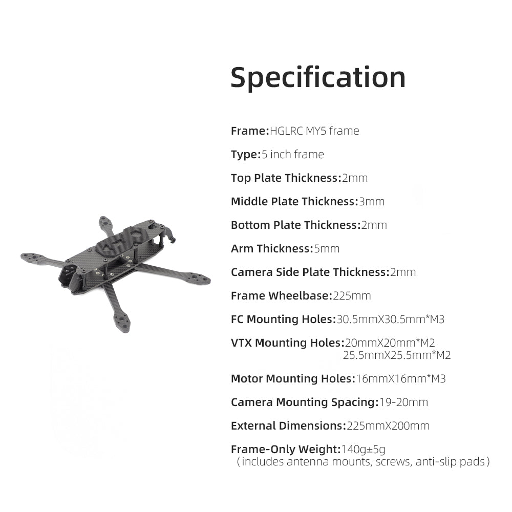 HGLRC MY5 5-inch Freestyle & Training FPV Frame – HGLRC Company