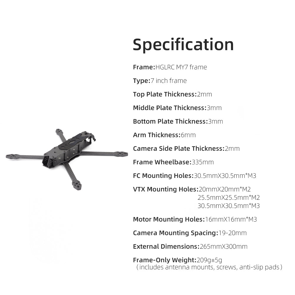HGLRC MY7 7-inch Long-range & Train ing FPV Frame – HGLRC Company