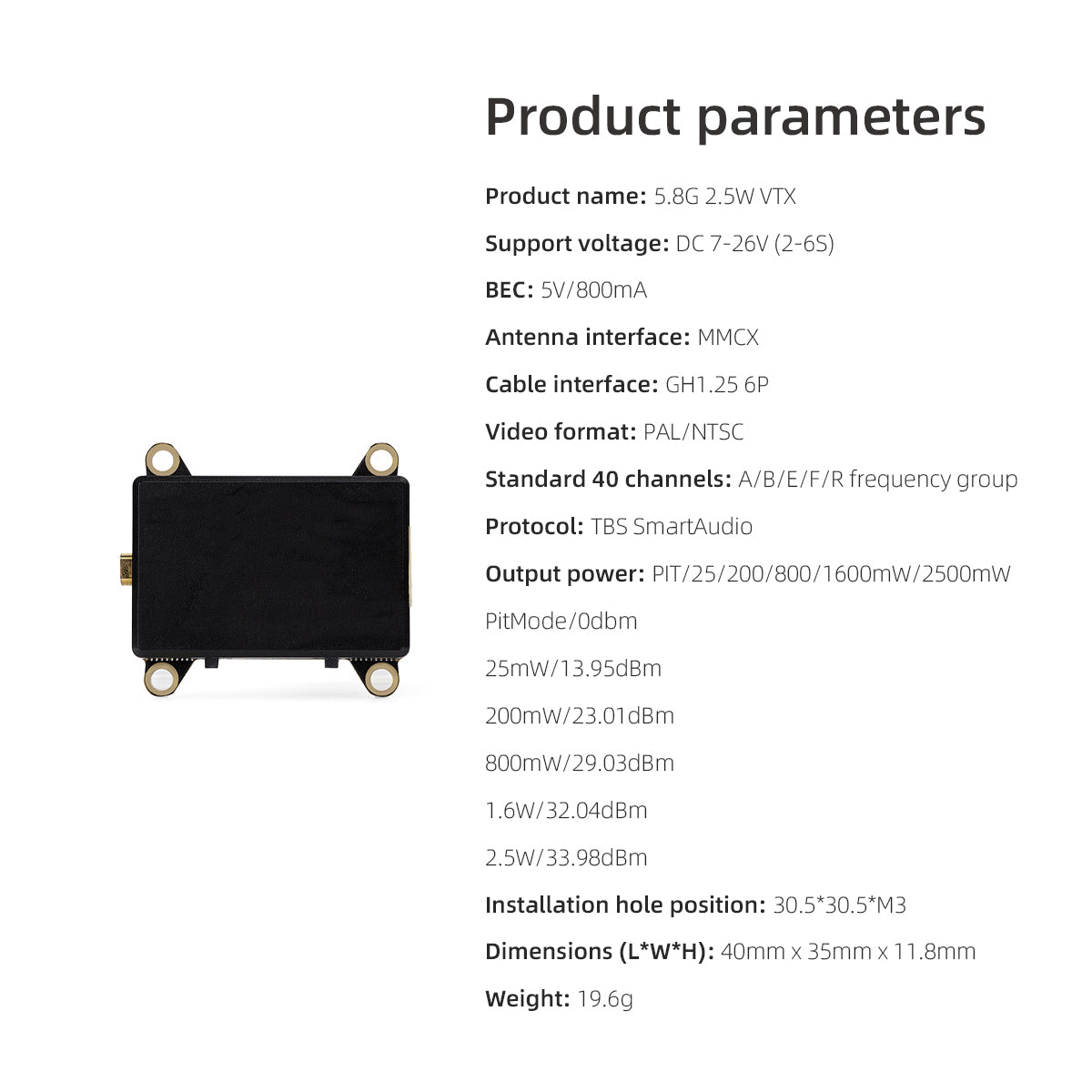 5.8G 2.5W High Power 5.8G Image Transmission Adjustable Power Aerial P ...