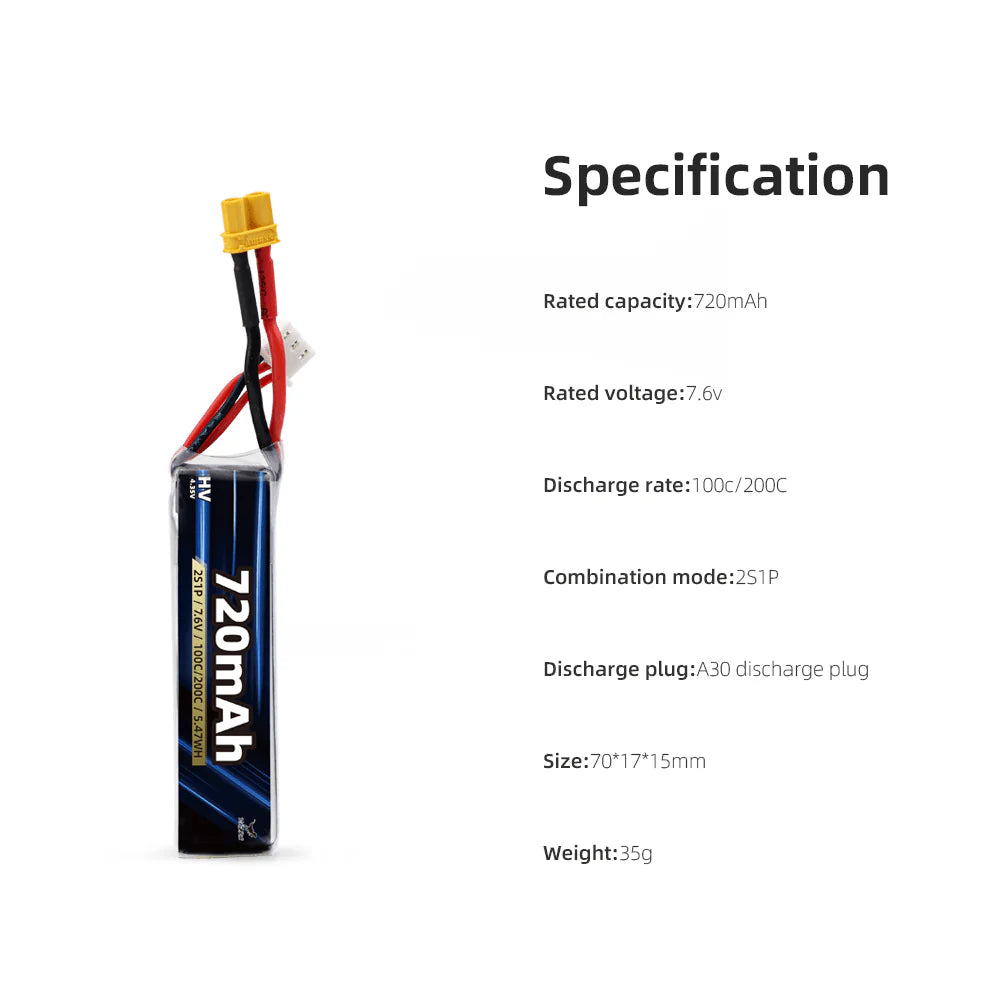 HGLRC LIPO A30 2S 720MAH Battery – HGLRC Company