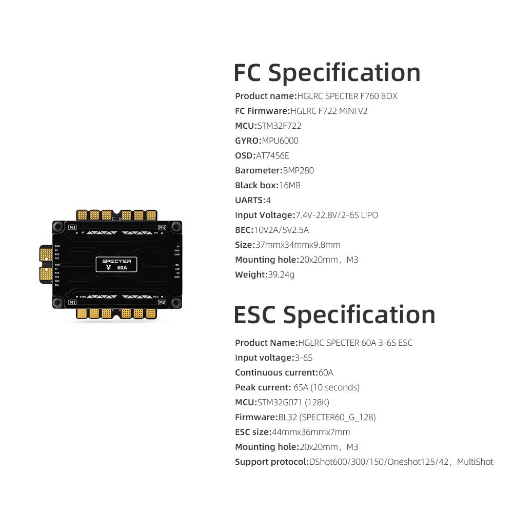 HGLRC SPECTER F760 BOX integrated stack – HGLRC Company