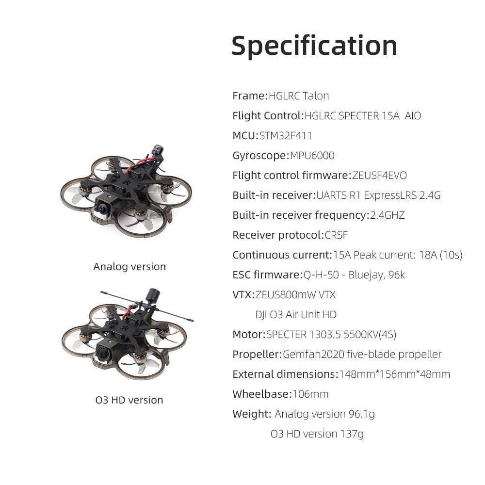 HGLRC Talon 2-inch cinewhoop Analog/HD FPV Drone – HGLRC Company